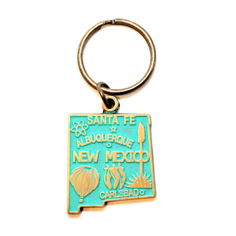New Mexico Keychain High Quality Thick Metal State Love Key Ring Gleeful Peacock