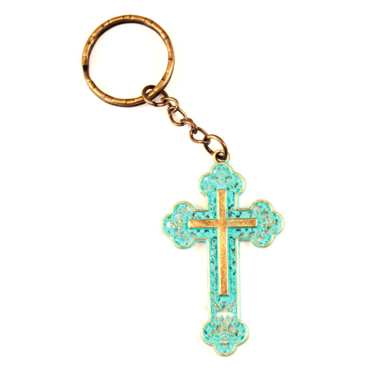Cross Keychain – Gleeful Peacock